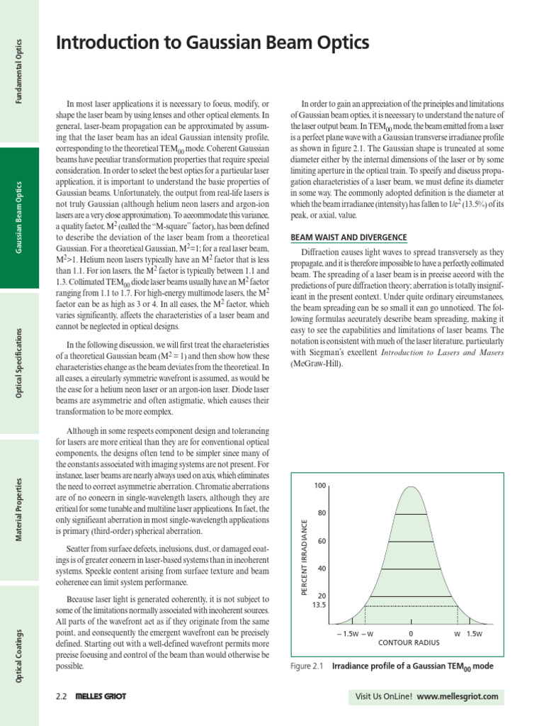 Chap02 Gaussian Beam Optics | PDF | Laser | Optics