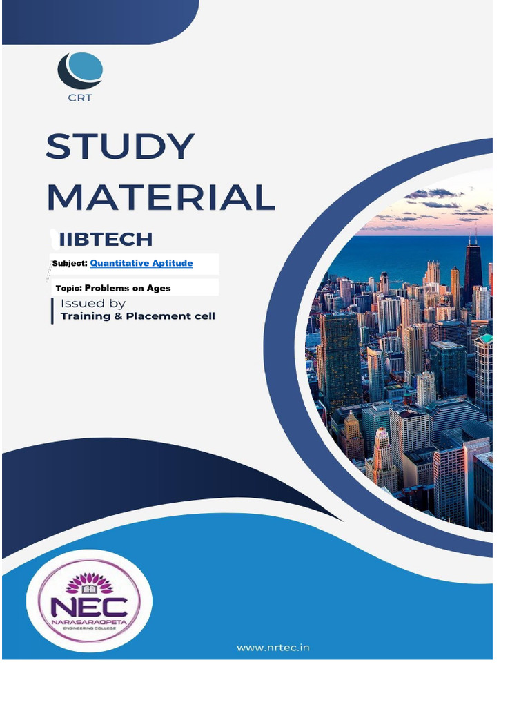 Problems On Ages PDF For CRT | PDF | Family | Kinship And Descent