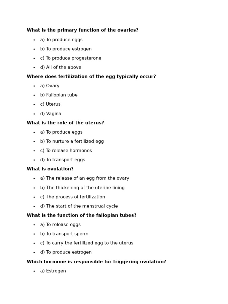 Functions of Female Reproductive Organs | PDF | Menstrual Cycle | Uterus