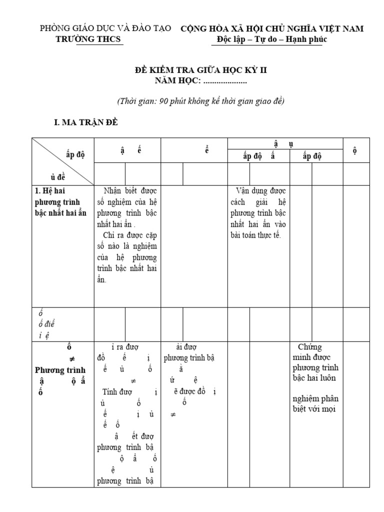De Thi Giua Hoc Ki 2 Toan 9 | PDF