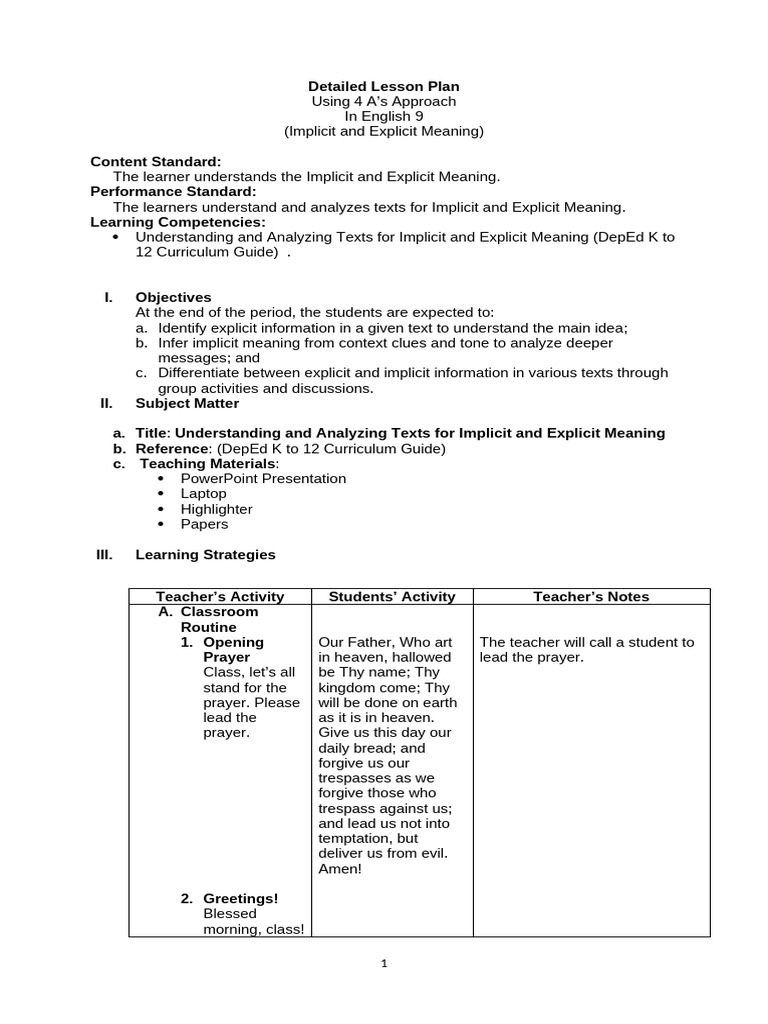 4as Detailed Lesson Plan Oral Com in Context 1 LYNN REYES | PDF ...