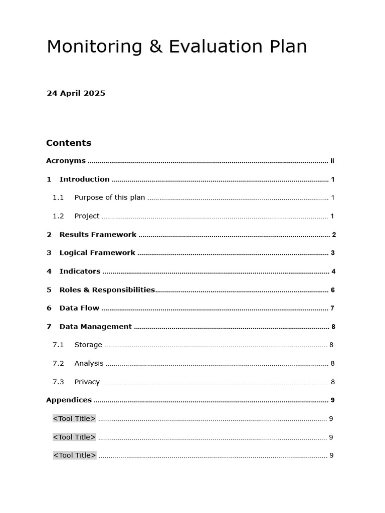 Monitoring Evaluation Plan | PDF | Data Management | Business