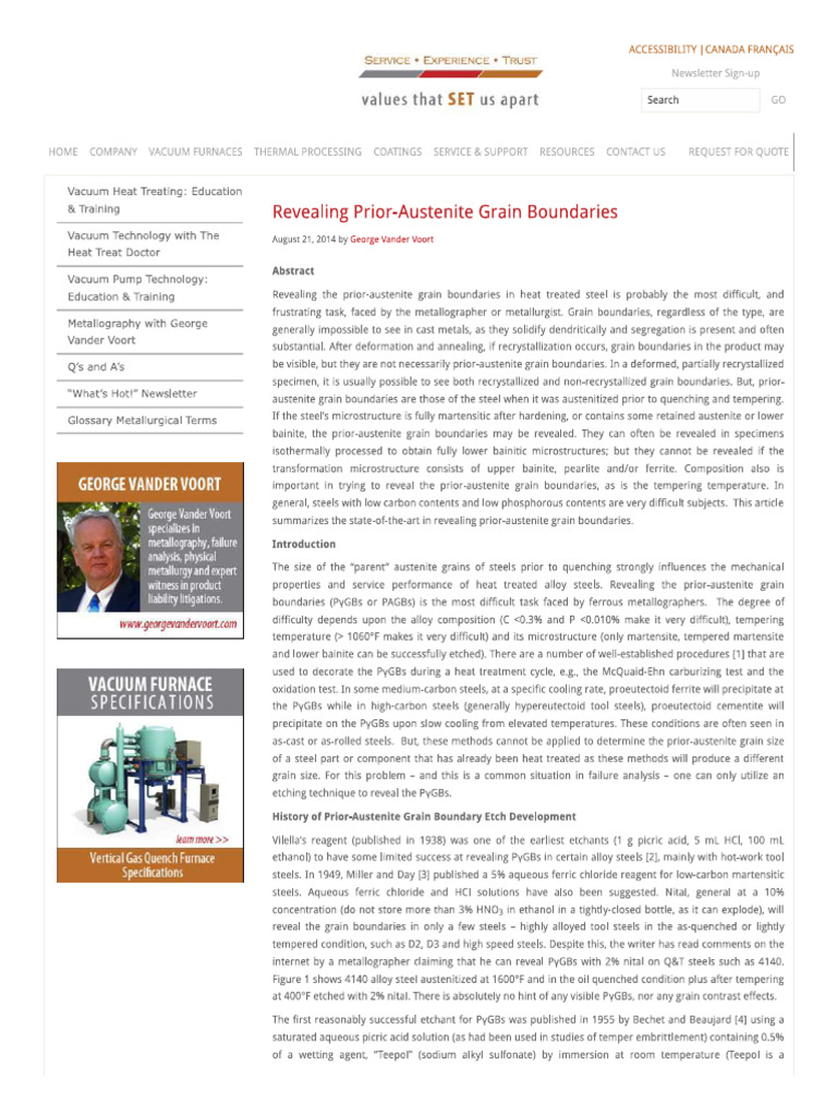 Revealing Prior Austenitic Grain Size | PDF