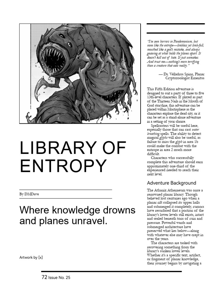 DMDave Adventure - Dungeons & Lairs #112 - Entrope Sunken Library | PDF ...