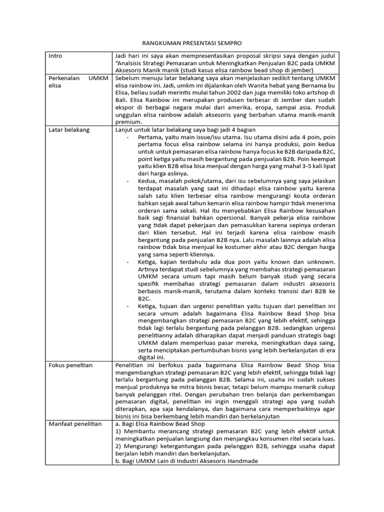 Rangkuman Presentasi Sempro | PDF