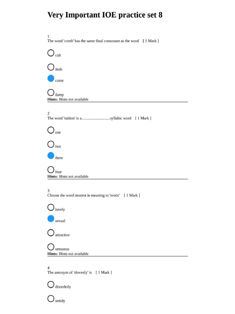 Very Important IOE Practice Set 8 | PDF