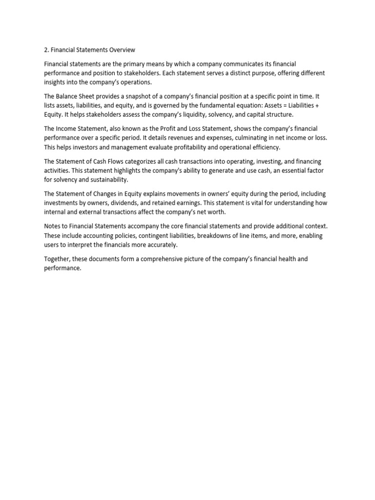 Financial Statements Overview | PDF