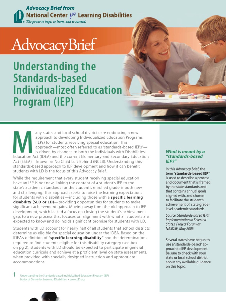 Understanding The Standards-Based Individualized Education Program (IEP ...