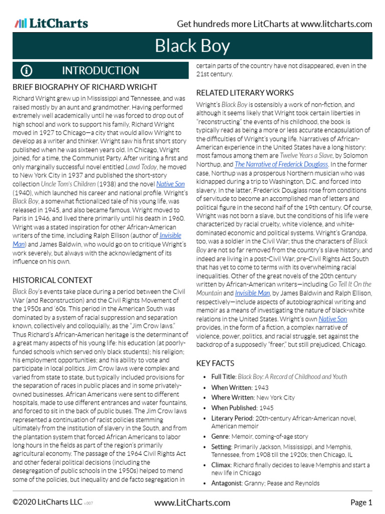 Black Boy LitChart | PDF