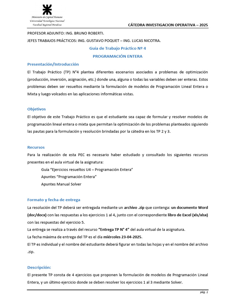 TP4 2025 | PDF | Programación lineal | Camión