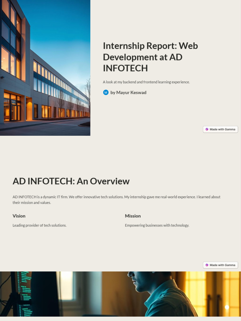 Internship Report Web Development at AD INFOTECH | PDF | Web ...