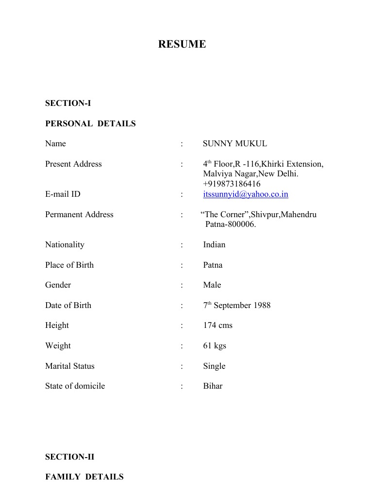 Sunny Mukul's Professional Resume | PDF