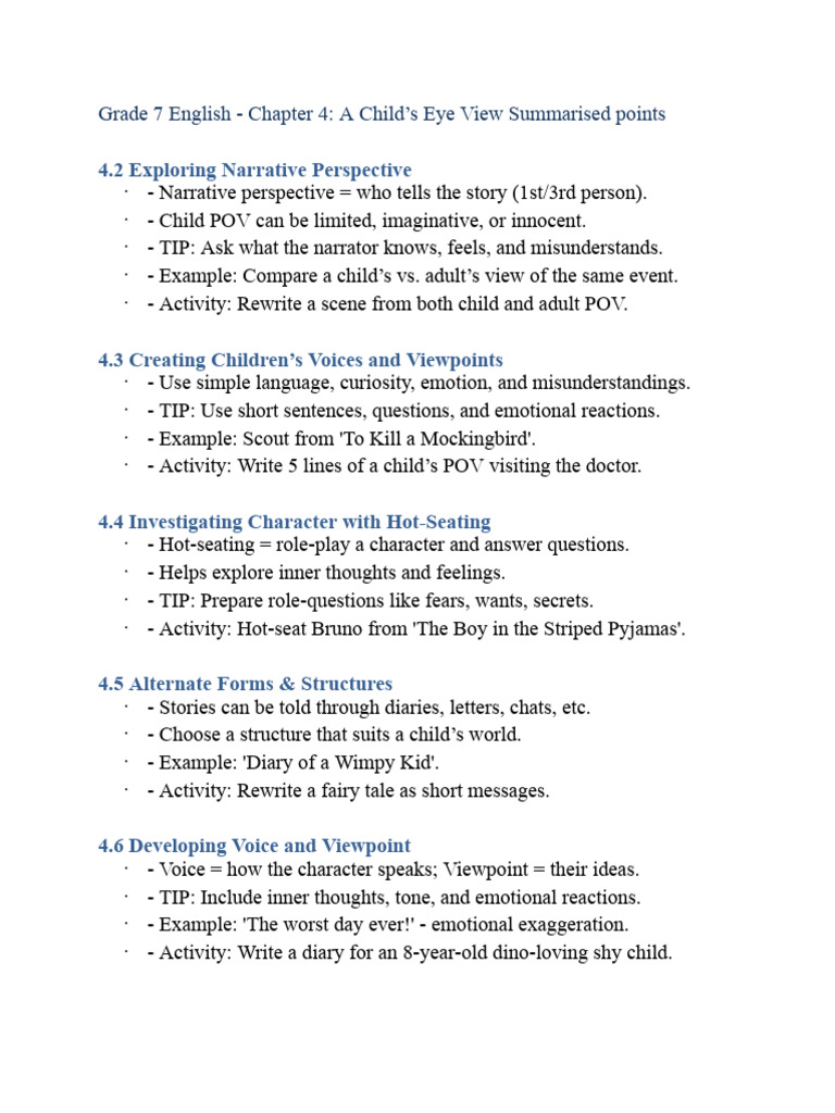 Grade 7 English - Chapter 4 | PDF