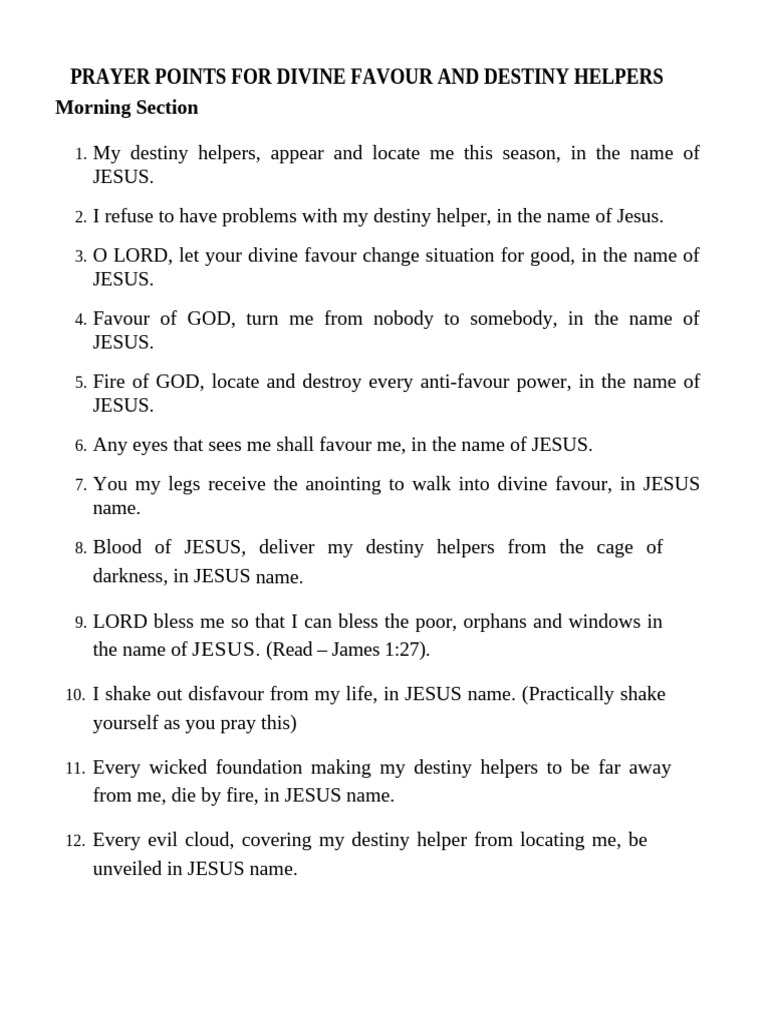 Prayer Points for Destiny Helpers | PDF | Jesus | Glory (Religion)