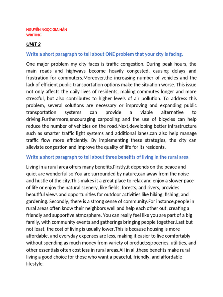 Writing Nop Bai | PDF | Cost Of Living | Traffic Congestion