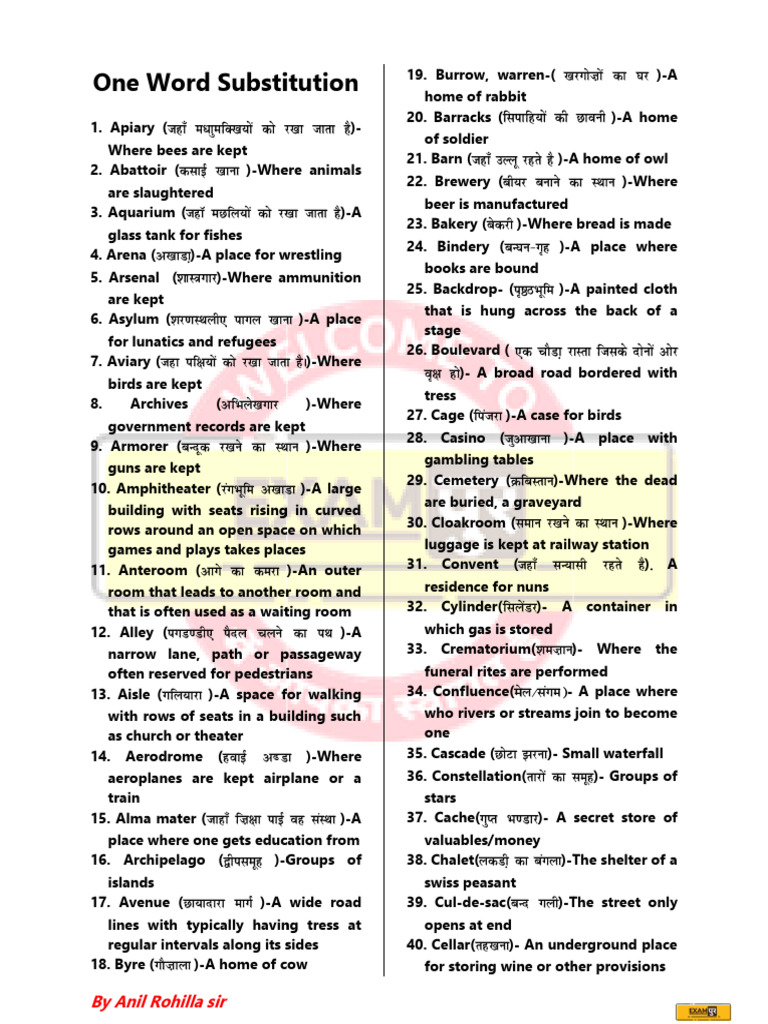 One - Word Substitution 500 Final PDF | PDF | Mammals | Predation