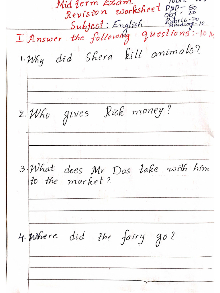 English Midterm Worksheet | PDF