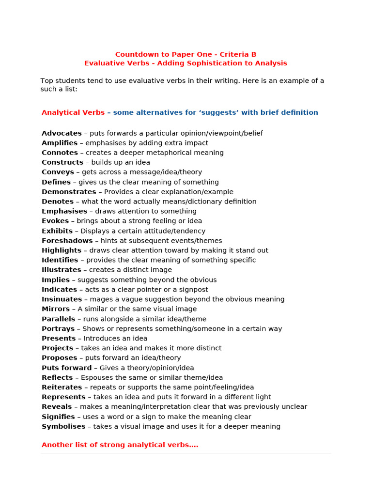 Enhancing Analysis with Evaluative Verbs | PDF | Attention