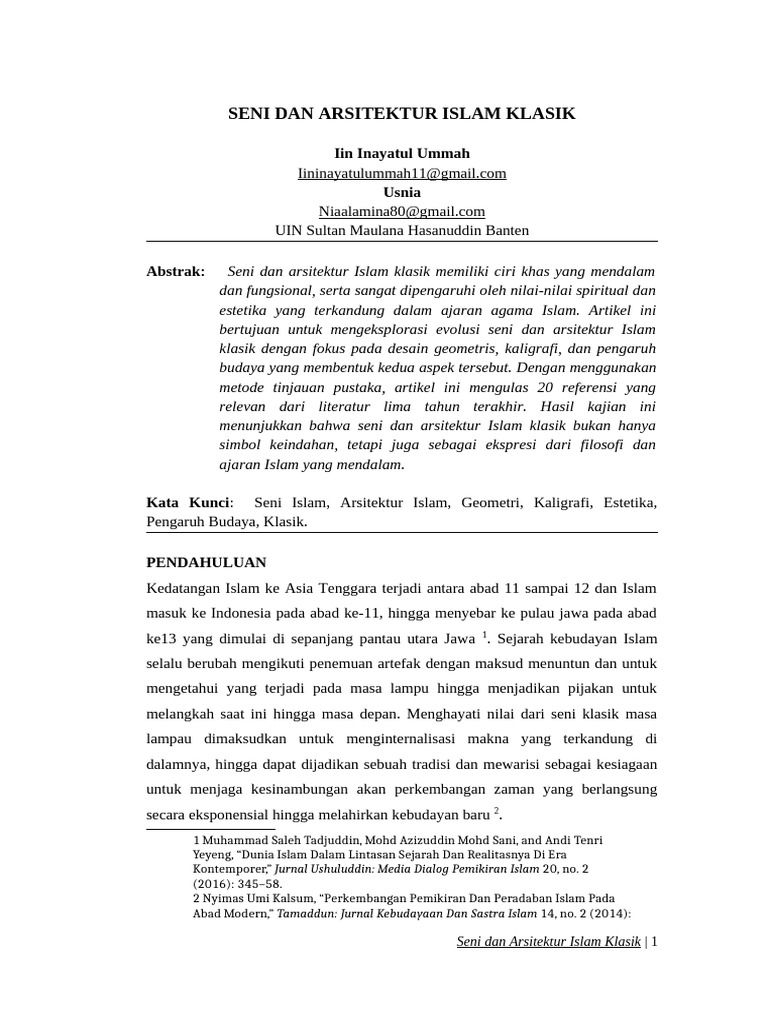 Pengaruh Budaya dalam Seni Klasik Islam | PDF