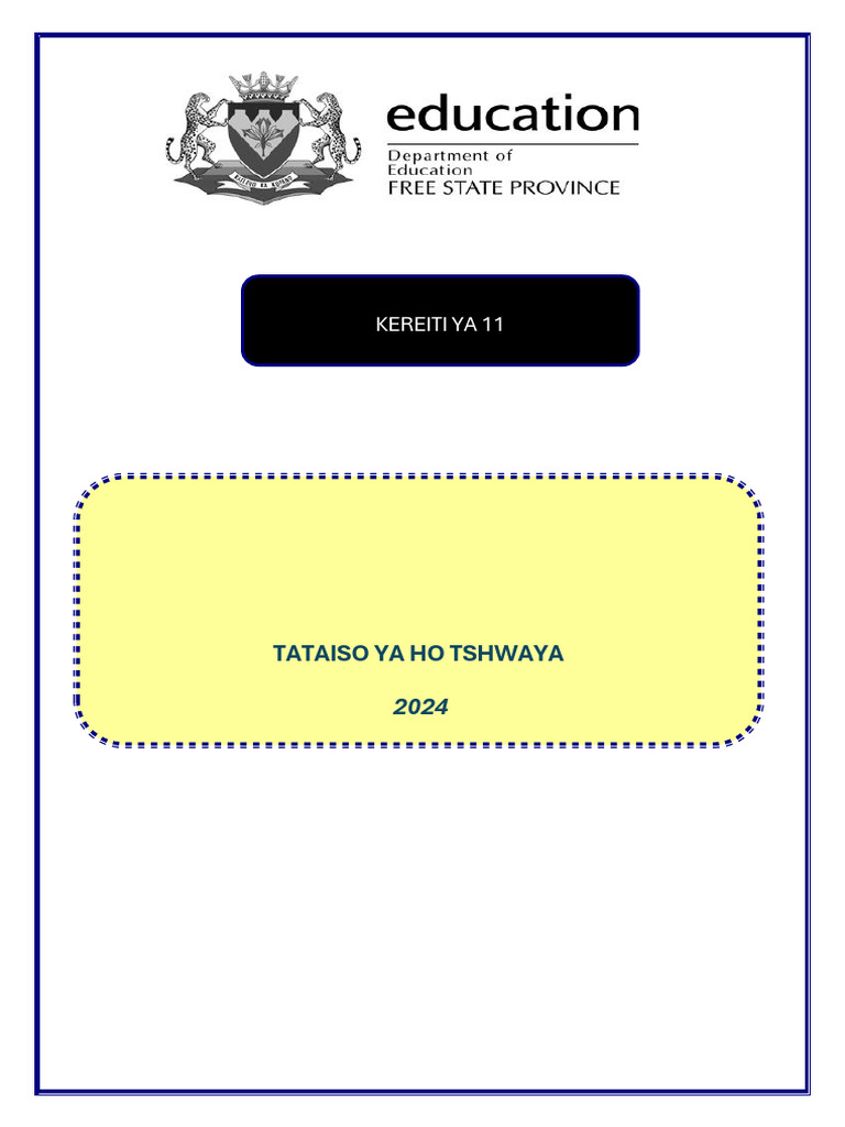Sesotho Fal P1 Ker 11 Tataiso Ya Ho Tshwaya (1) Final Maile | PDF | Languages Of Africa ...