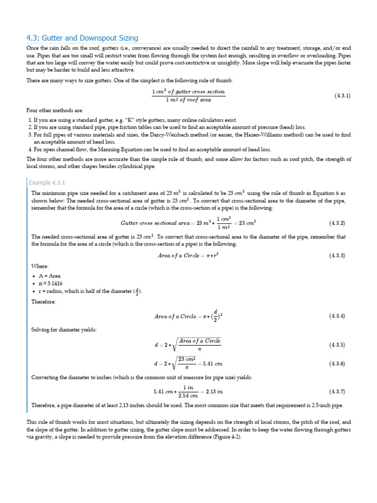 4.3 - Gutter and Downspout Sizing - Engineering LibreTexts | PDF ...