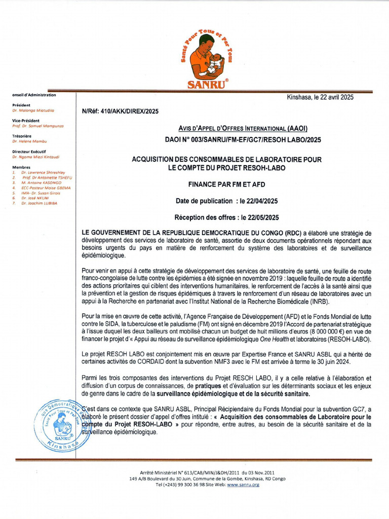 Aaoi Daoi n003 Acquisition Des Consommables de Laboratoire | PDF