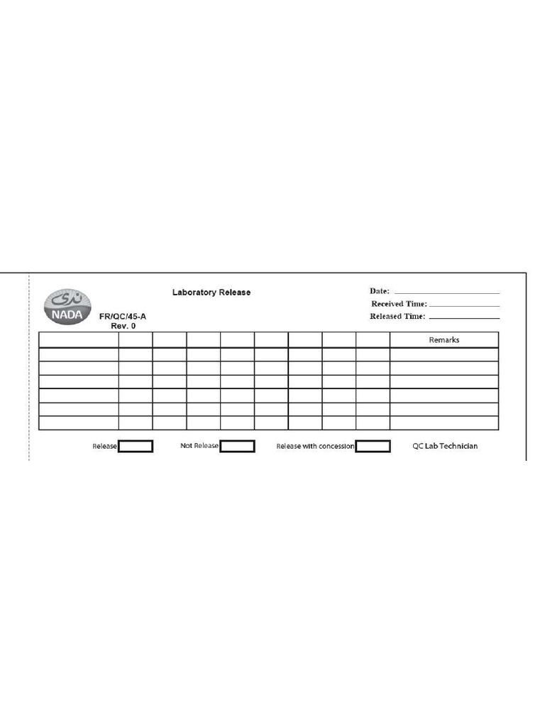 Laboratory Release Slip | PDF