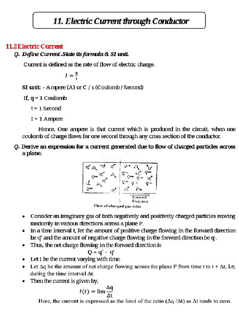 Electric Current Through Conductor | PDF