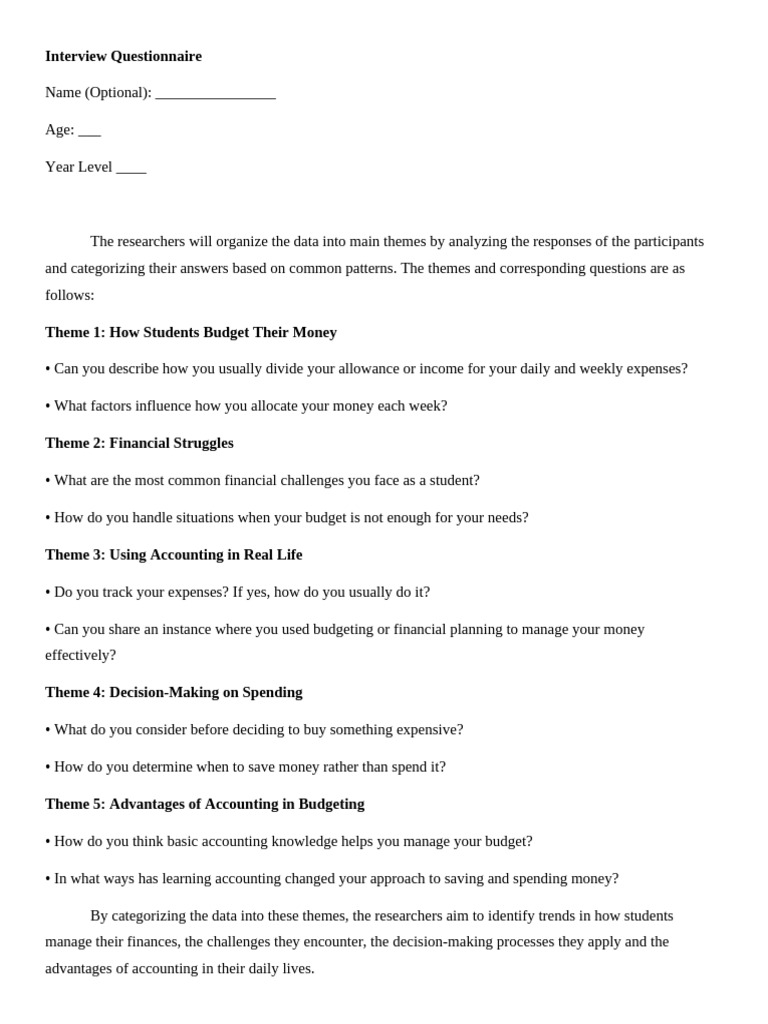G1 PR1 Interview Questionnaire | PDF
