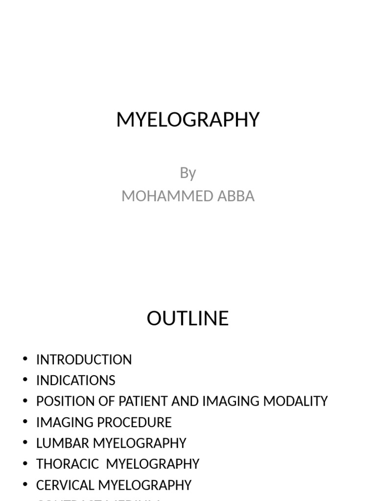 Myelography Procedure Overview | PDF | Vertebral Column | Nervous System