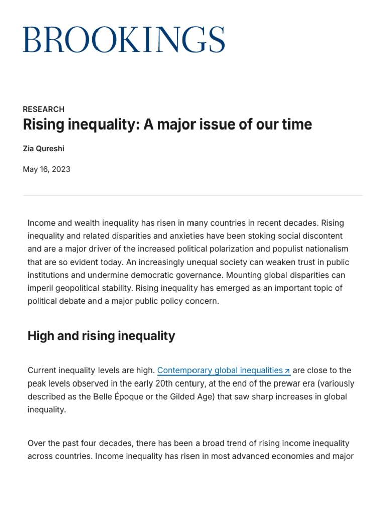 Rising Inequality - A Major Issue of Our Time 2 | PDF | Economic Inequality | Discrimination ...