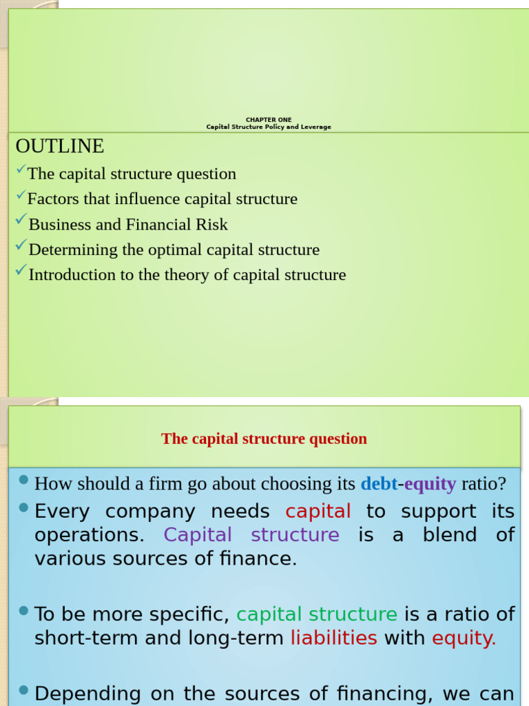 FM II Chapt. 1 | PDF | Capital Structure | Leverage (Finance)