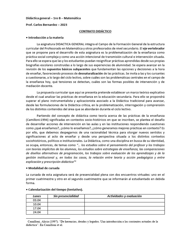 2023 MATEMATICA Didactica General 1B Bernardez Carlos CONTRATO ...
