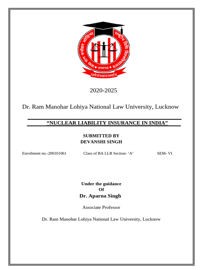 Eshan Vijayvargiya Insurance Law Research Paper | PDF | Nuclear Power ...