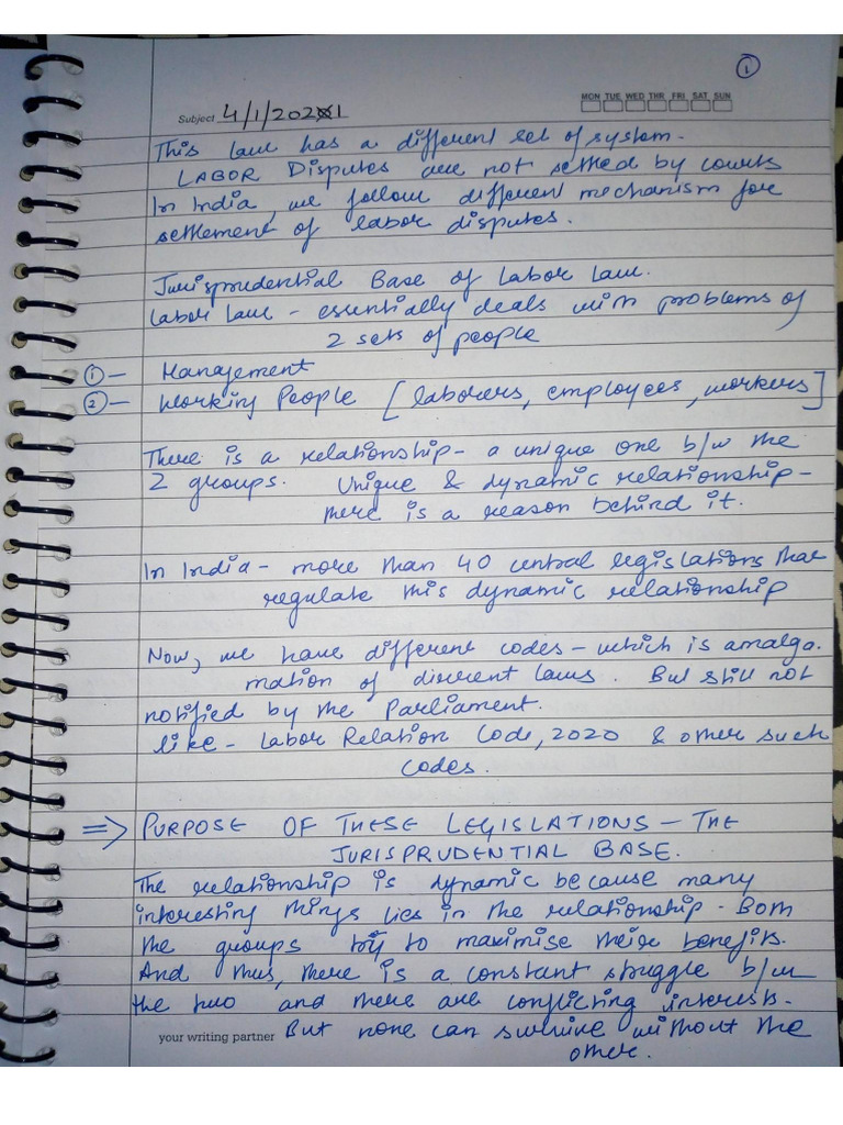Labour Law Notes PART-1 | PDF