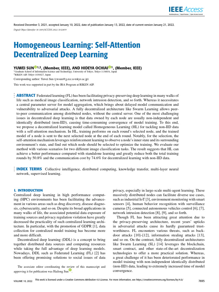 Homogeneous Learning Self-Attention Decentralized Deep Learning-2 | PDF | Machine Learning ...
