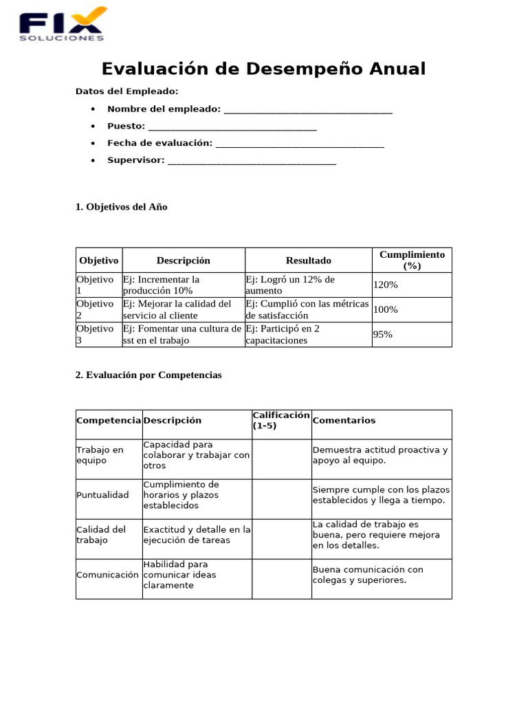 Evaluación de Desempe | PDF
