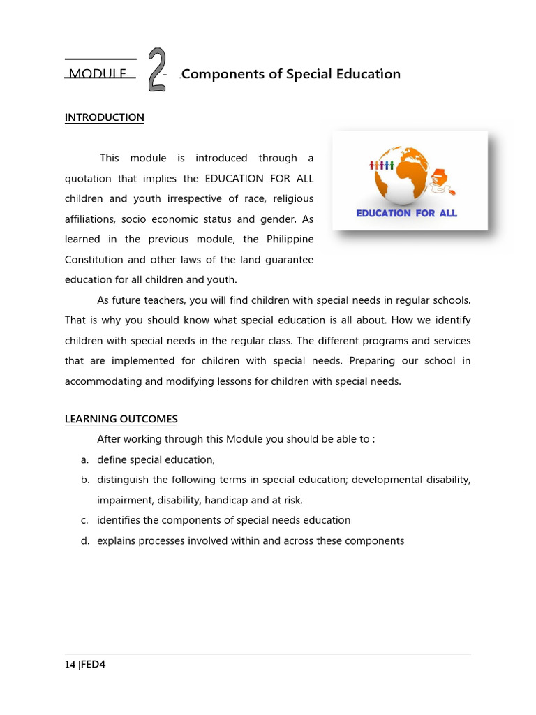 Components of Special Education | PDF | Special Education | Disability