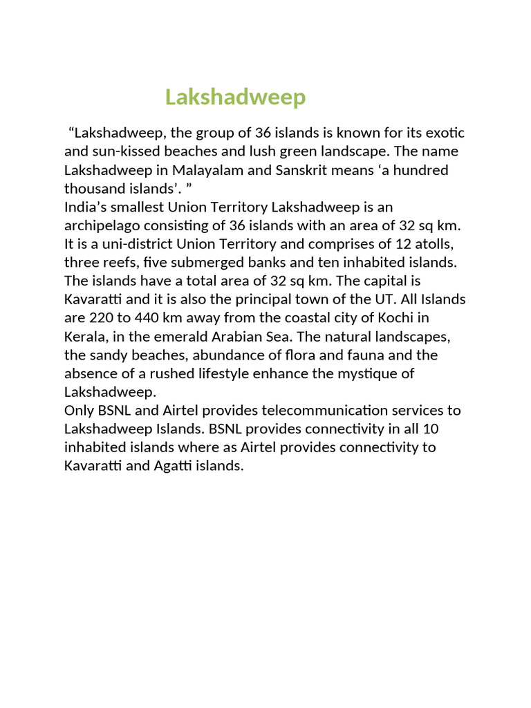 Lakshadweep Statistic Data | PDF | Earth Sciences