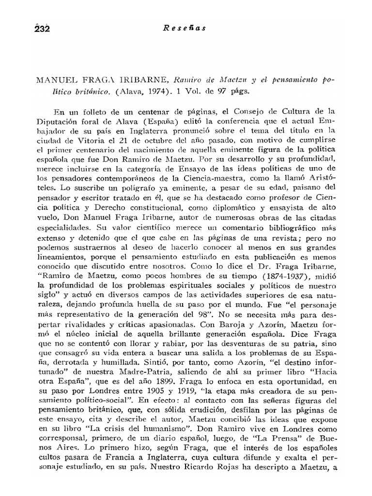Manuel Fraga Iribarne Ramiro de Maetzu y | PDF | Totalitarismo ...