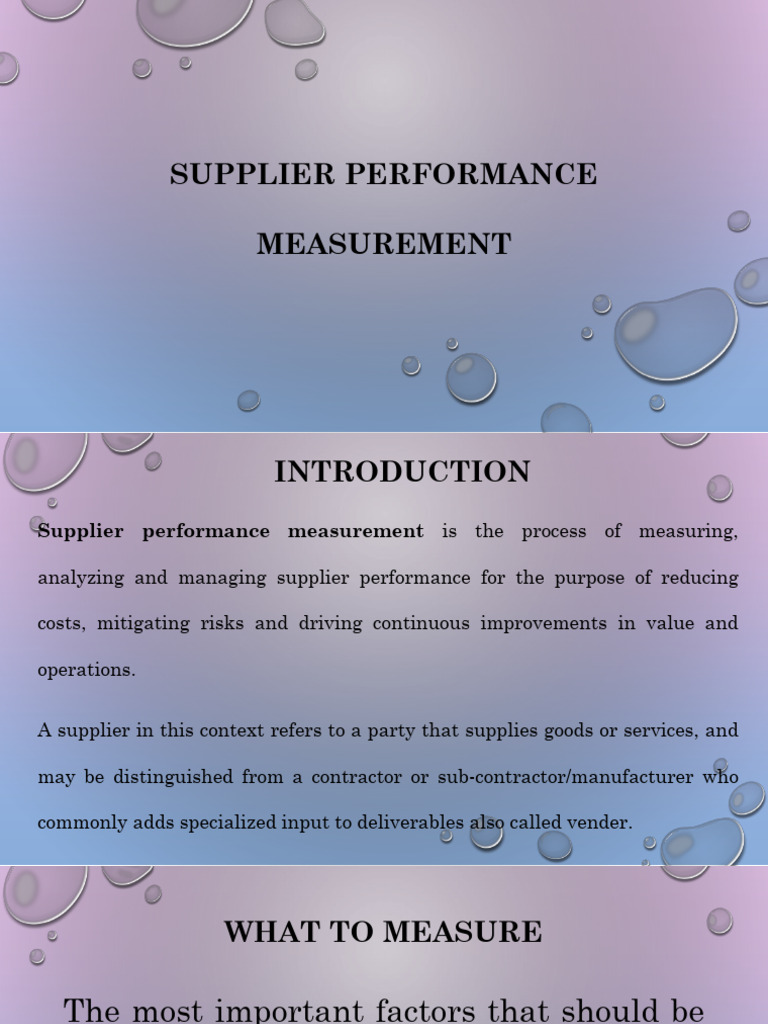 Supplier Performance Measurement | PDF | Supply Chain | Performance ...