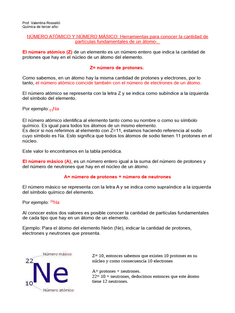 Numero Atomico y Numero Masico. | PDF | Neutrón | Protón