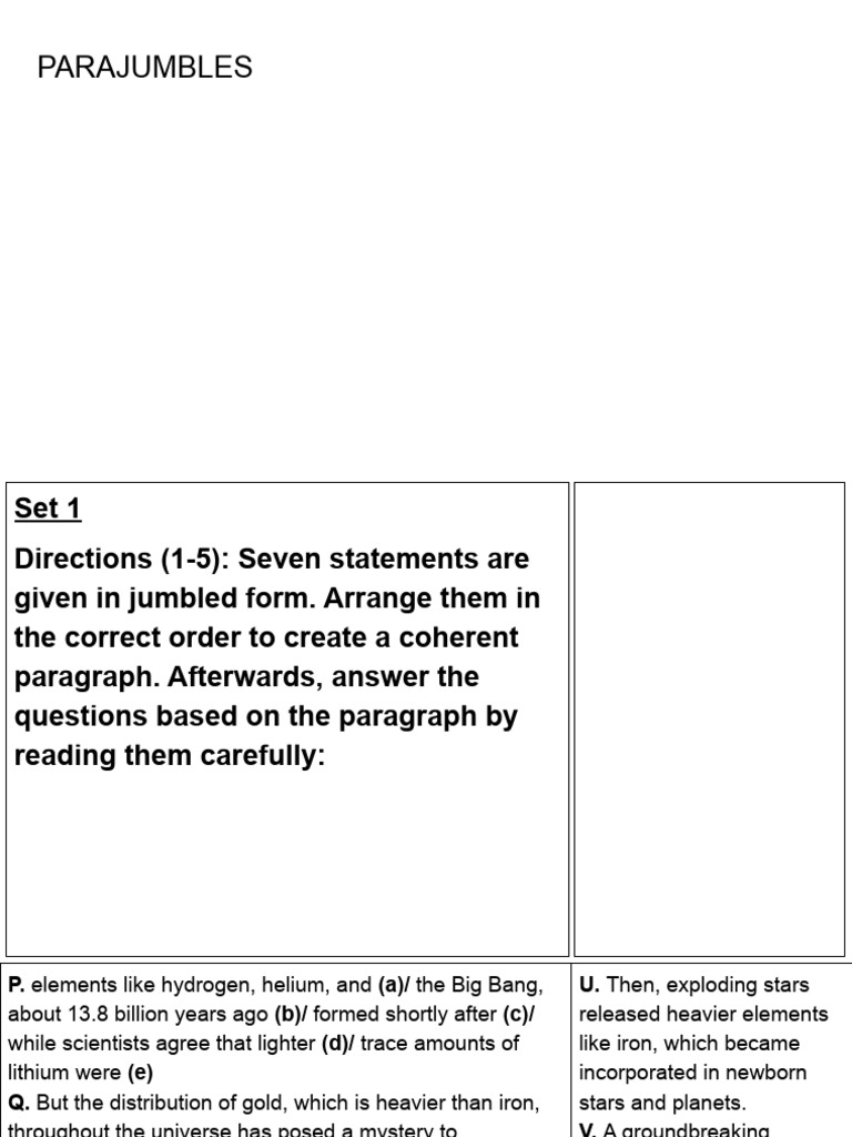 Parajumbles + Mixed Questions Class 2 No Annotation 6th May | PDF ...