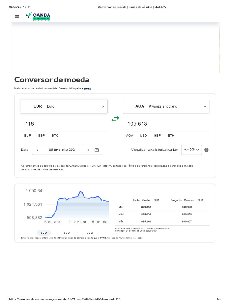 Conversor de Moeda OANDA | PDF | Taxa de câmbio | Dinheiro