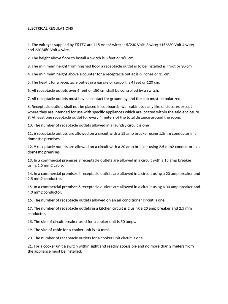Electrical Regulations for Office Tables | PDF | Electrical Engineering ...