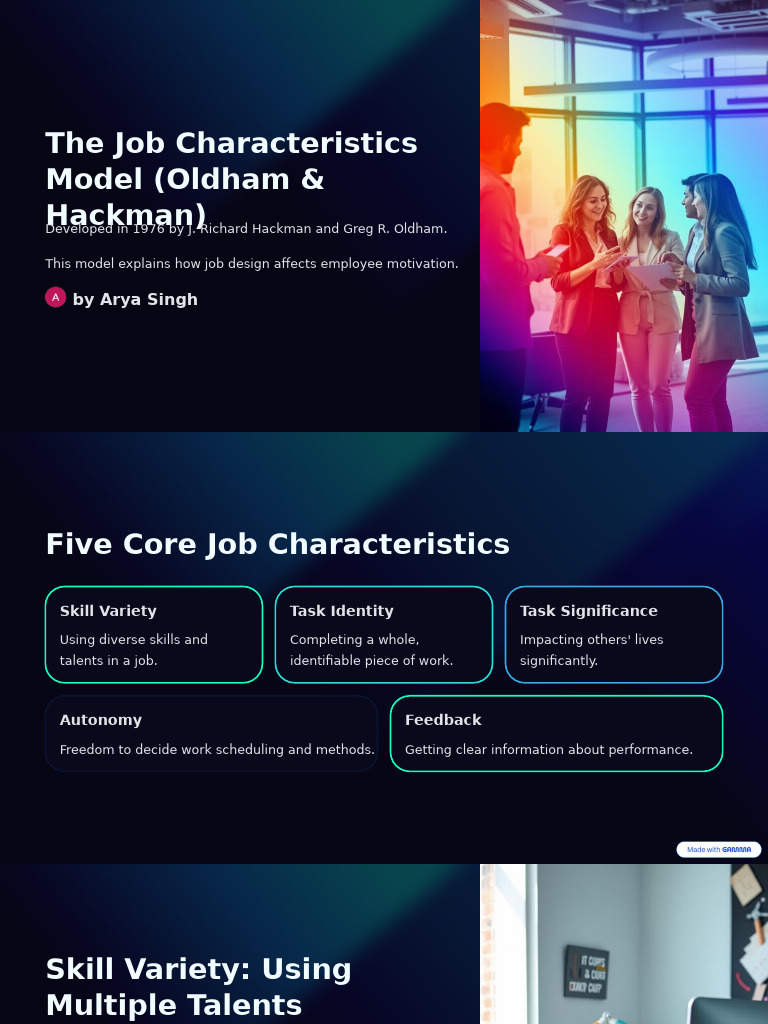 The Job Characteristics Model Oldham and Hackman | PDF | Workplace ...