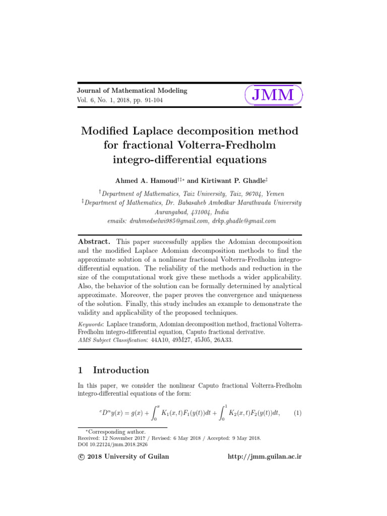 Modified Laplace Decomposition Method Fo | PDF | Laplace Transform ...