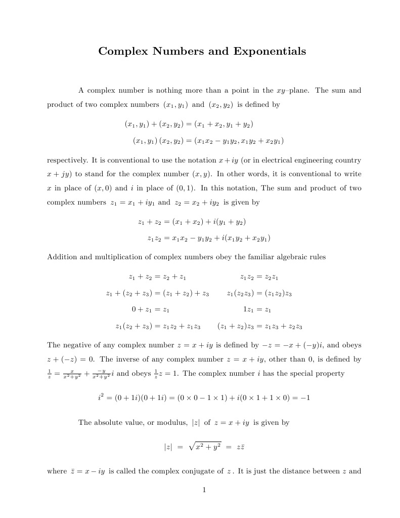 Complex Numbers and Exponentials | Download Free PDF | Trigonometric Functions | Complex Number