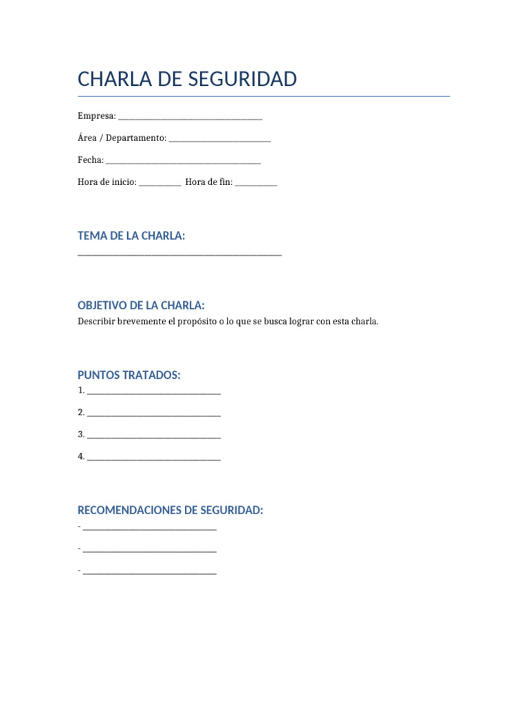 Formato_Charla_Seguridad | PDF
