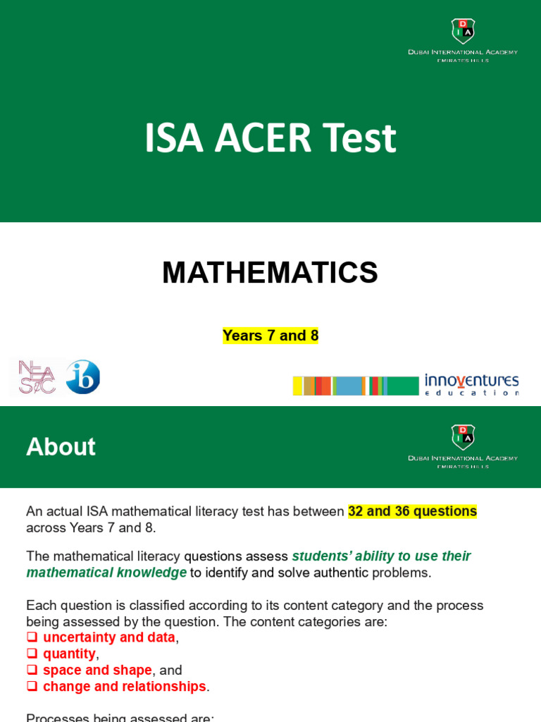Y7-8 Math Isa-Acer | PDF